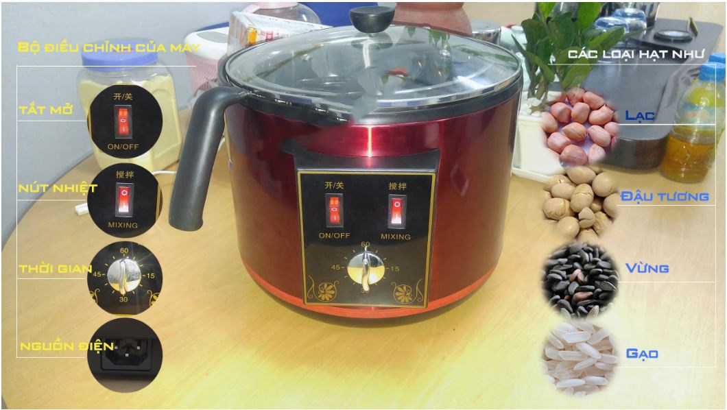 Nồi Máy rang lạc vừng đậu tương tự động 2-3kg/ 15p MJ-04 | VINACOMM